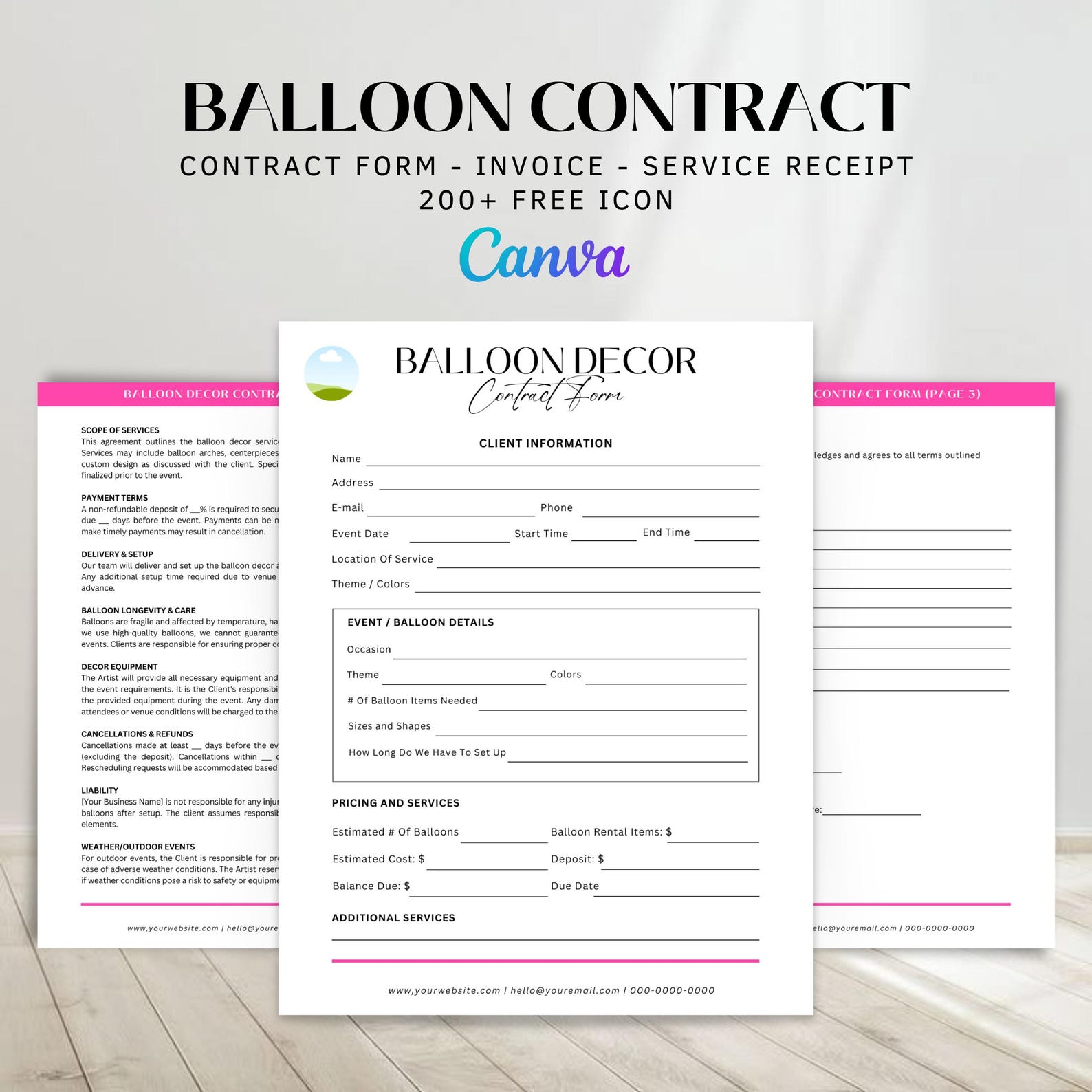 Editable Balloon Decor Contract Template, Balloon Decoration Service ...