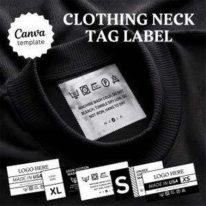 Clothing Neck Tag Template Bundle: Custom Garment Labels (canva ...