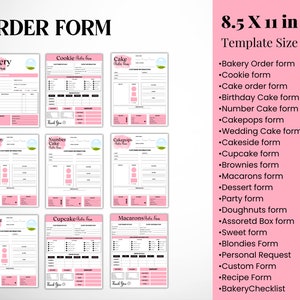 Bakery Business Forms Bundle, Printable Canva Template, Cake Care Card ...