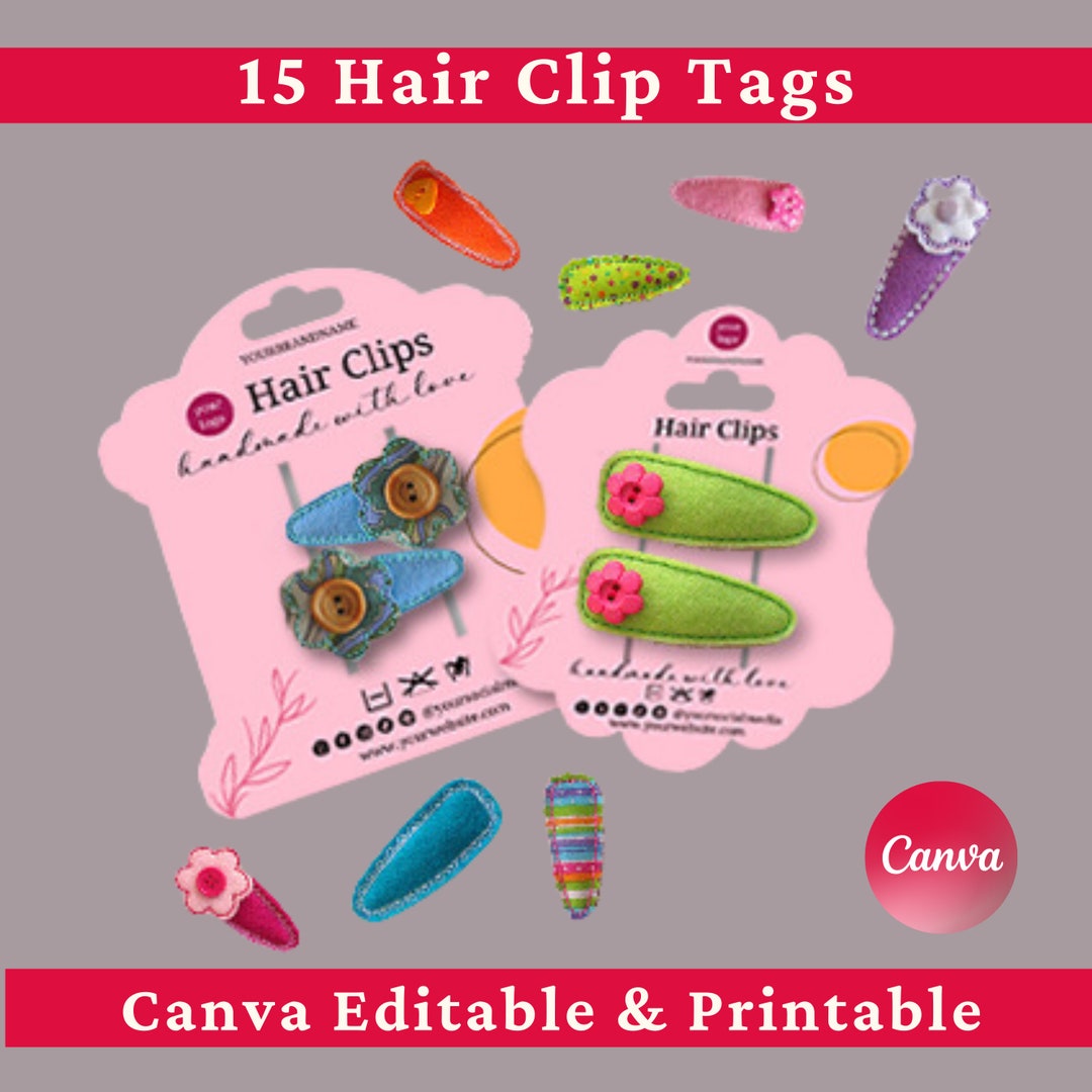 Hair Clip Tags, Gift for Her, Hair Clip for Girls, Hang Tags Packaging ...