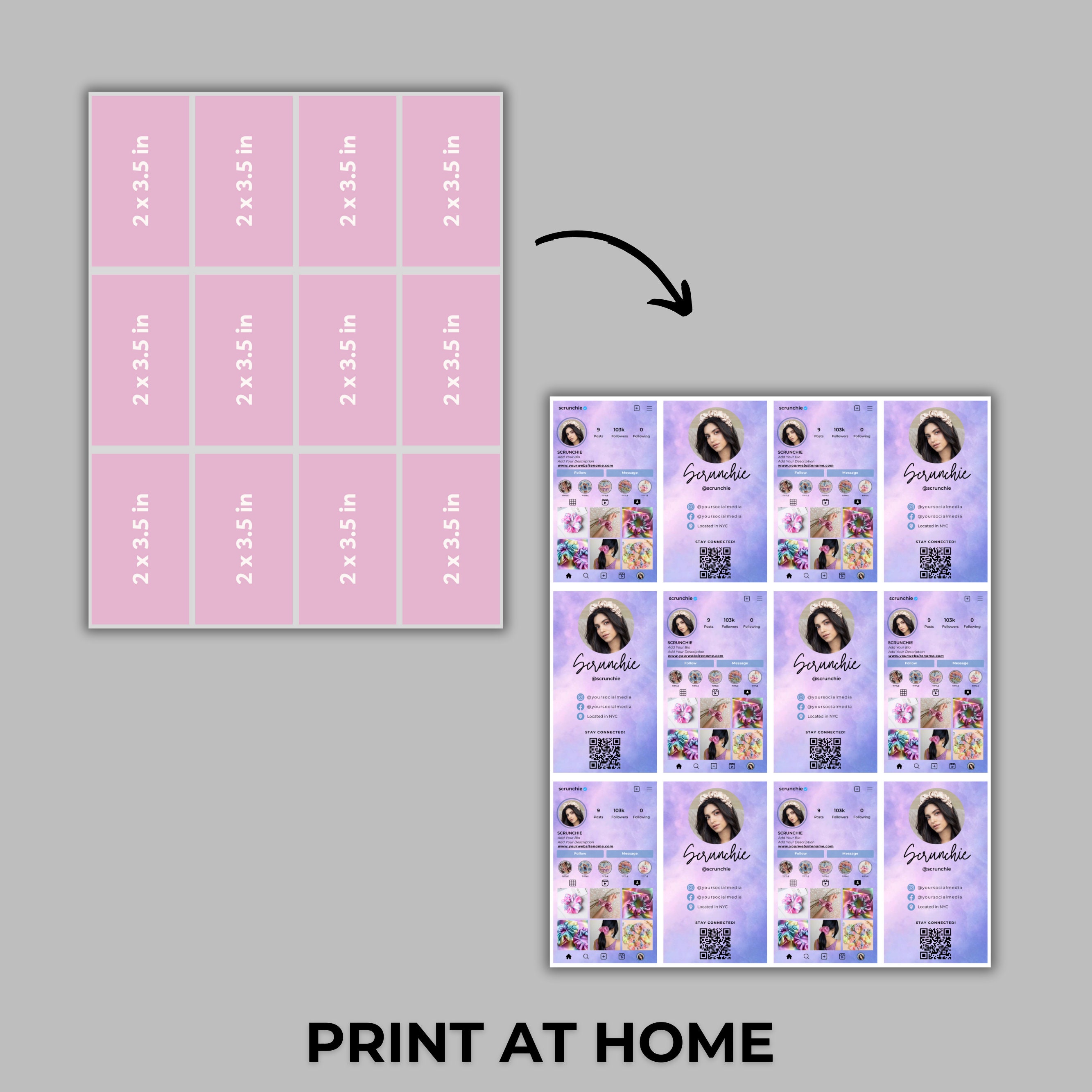Scrunchie Business Card Template: Instagram QR Code (canva) - Etsy