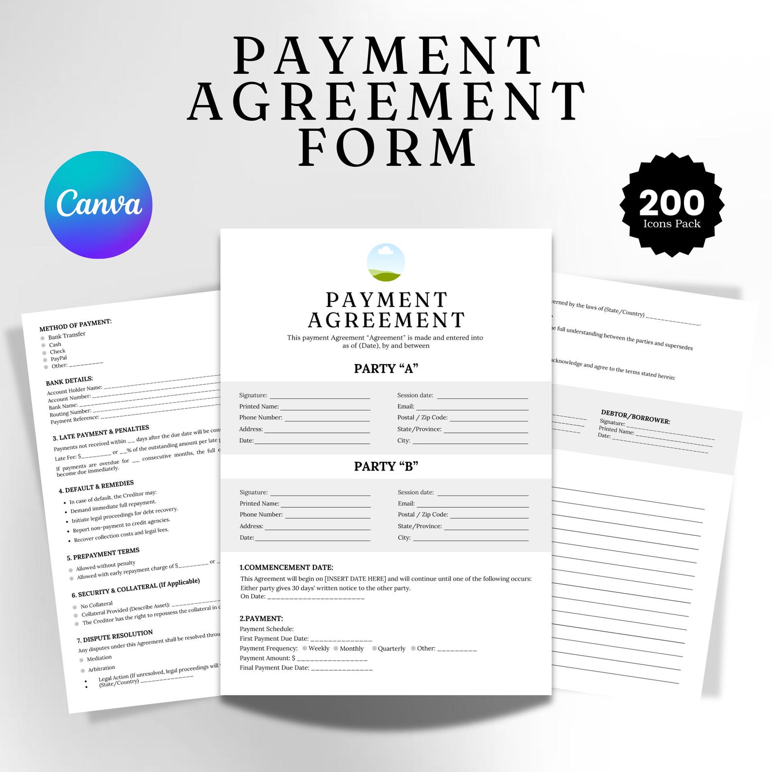 Payment Agreement Template, Contract Template, Payment Contract ...