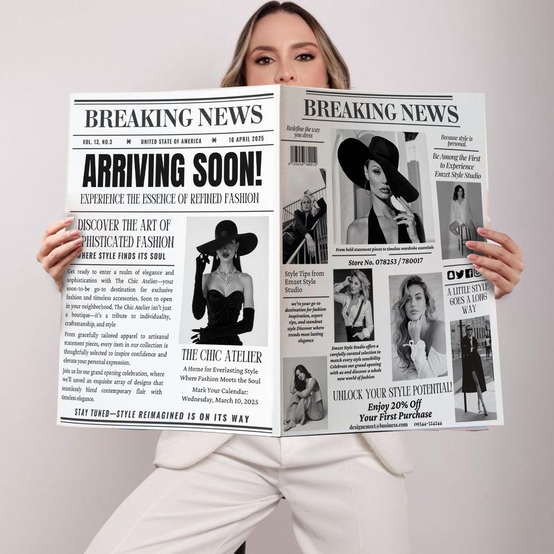 Canva Business Newspaper Template Newspaper Announcement Template ...