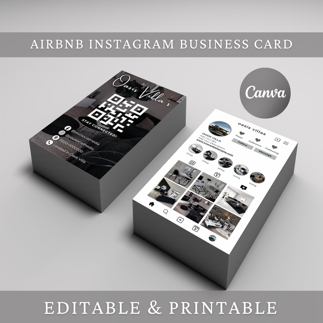 Airbnb Instagram Card Template, Instagram Business Card, Diy Canva ...