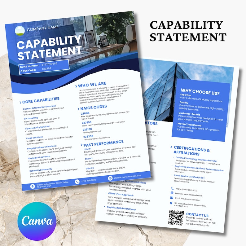 Business Capability Statement, Corporate Flyer, Editable Capability ...