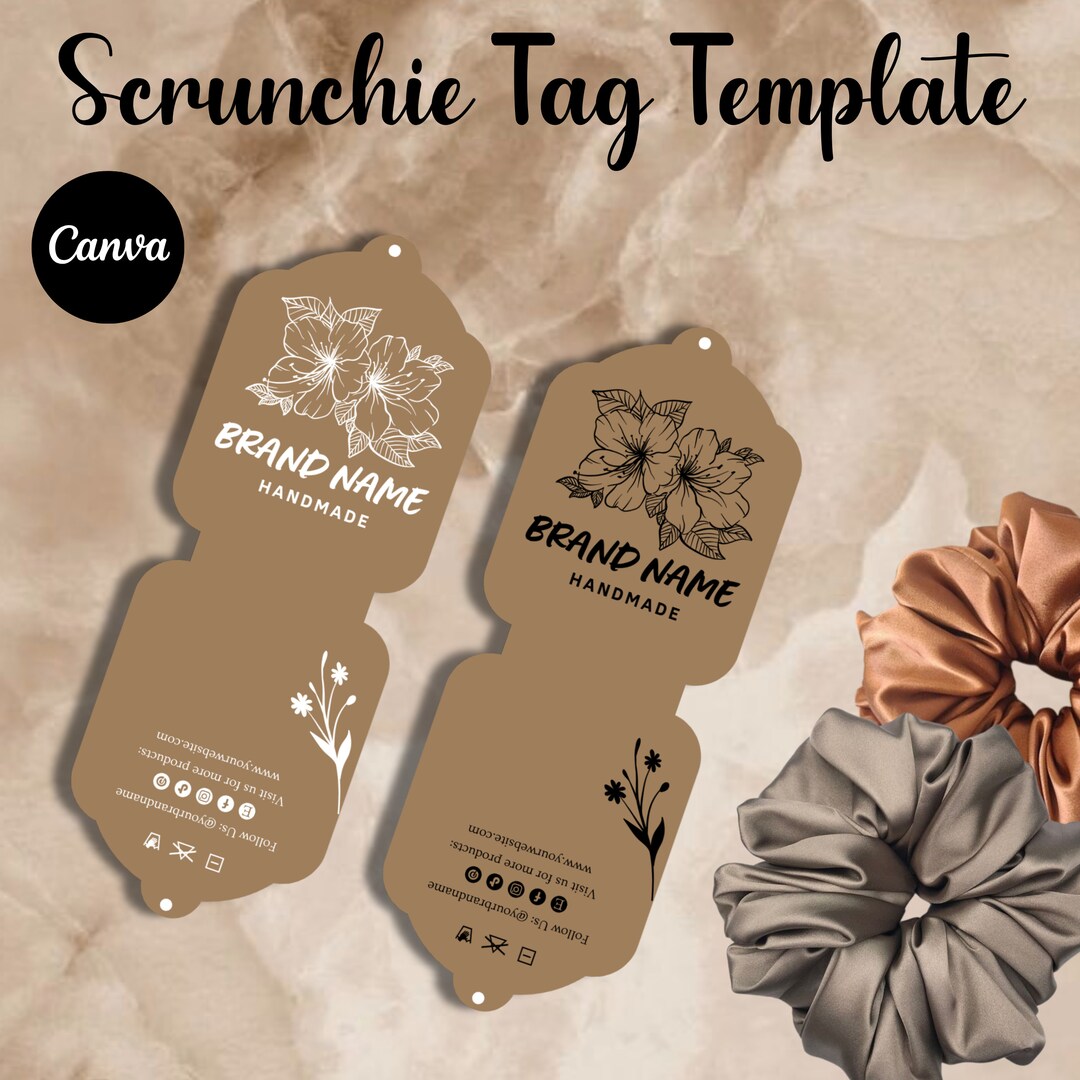 Printable Scrunchie Hang Tags, Editable Scrunchie Tag, Customizable Tag ...