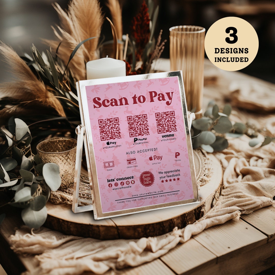 Holiday Scan to Pay, Christmas QR Code Sign, Website, Reviews, Book ...