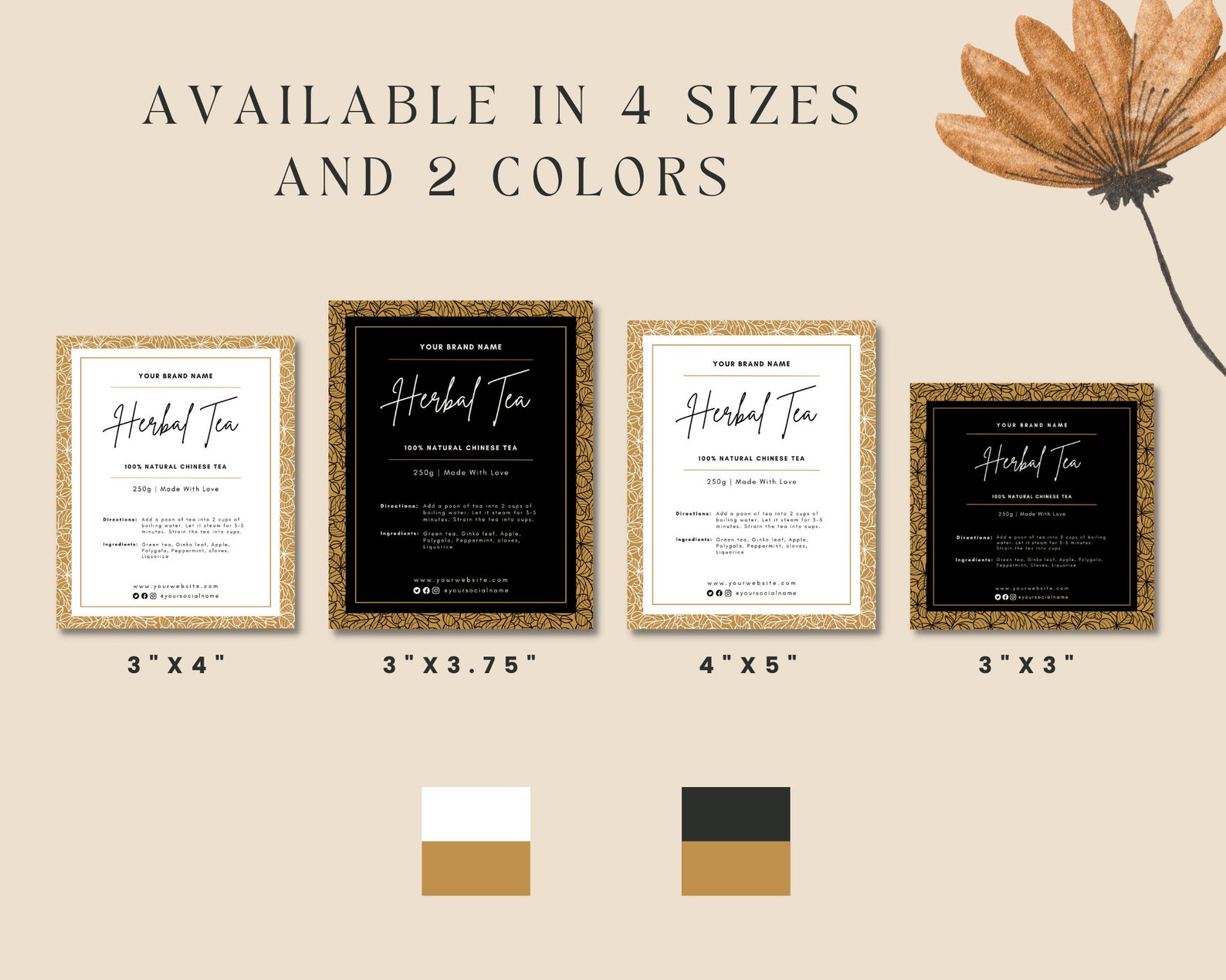 Editable Pouch Label Template Modern Tea Pouch Label Minimal - Etsy