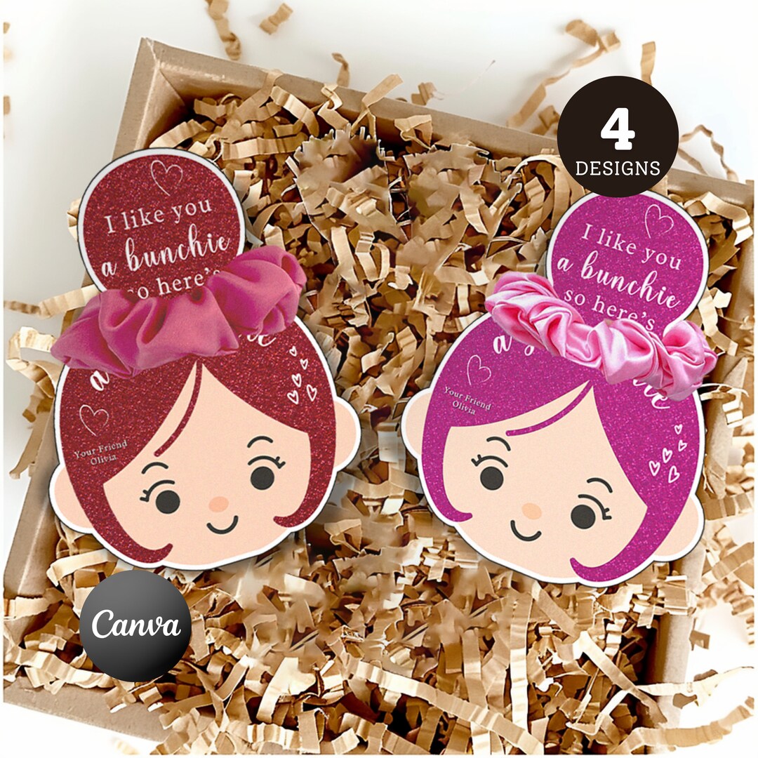 Valentine Scrunchie Tag Template, Scrunchie Valentines Tags Canva ...