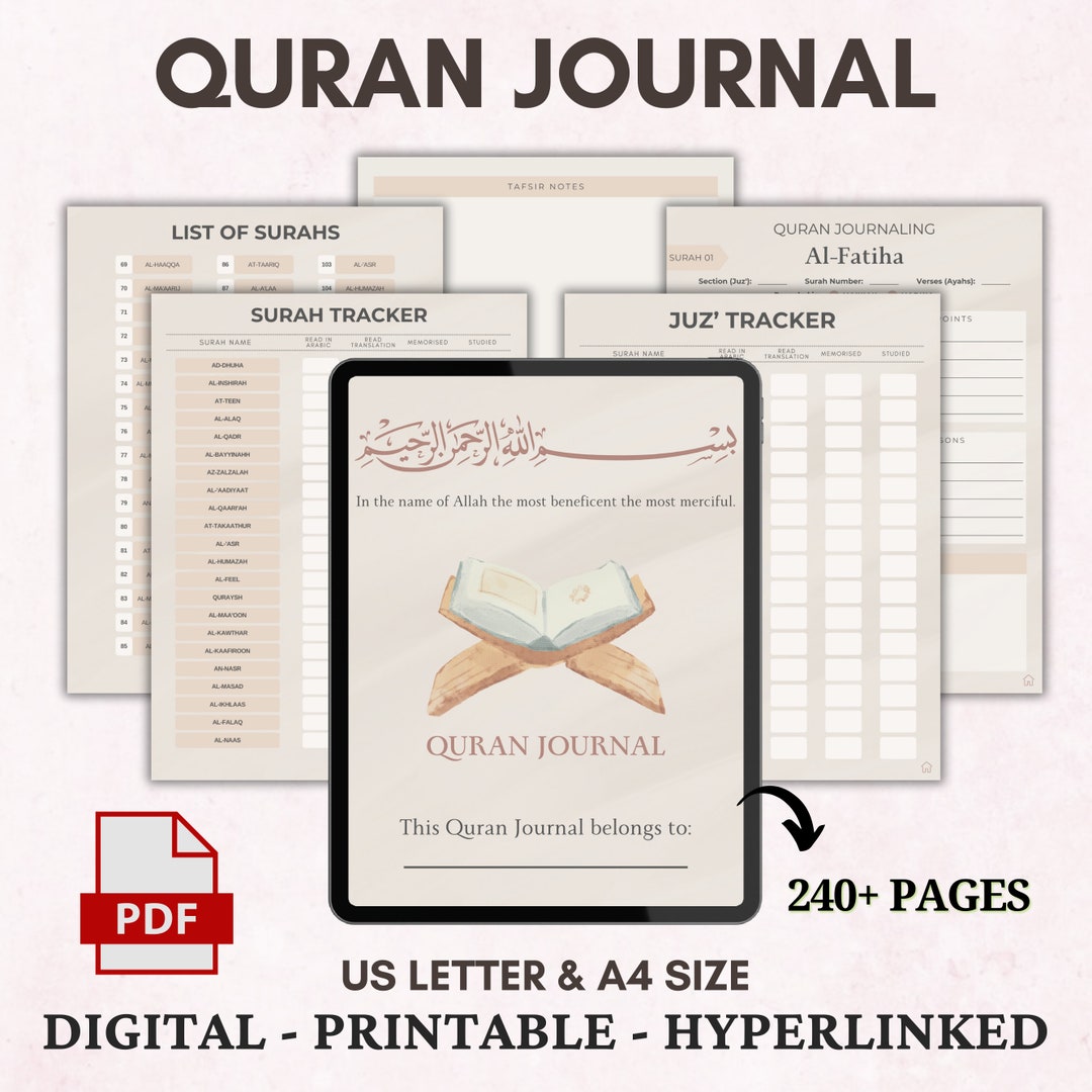 Quran Journal Digital, Quran Study, Quran Tracker, Quran Journaling ...