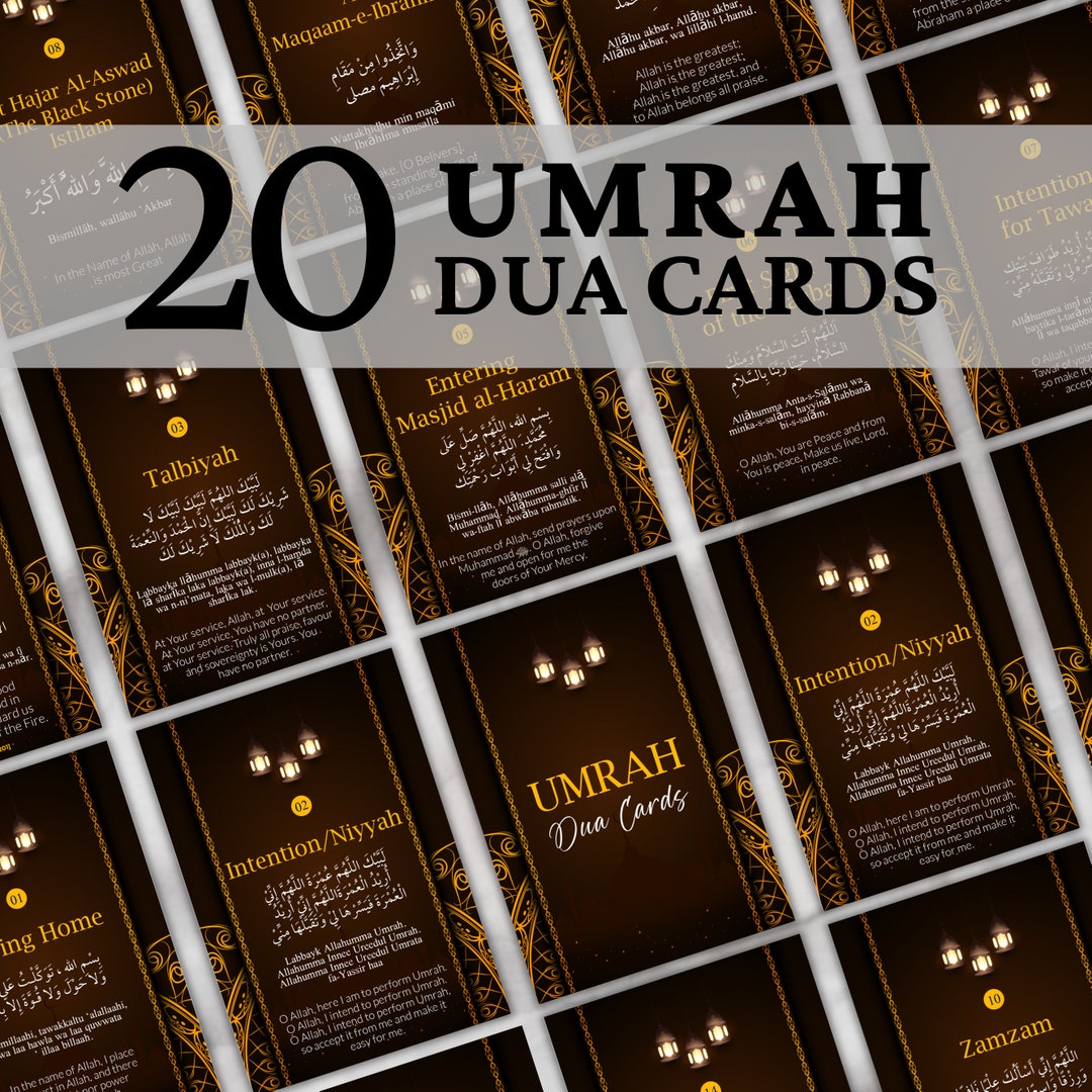 20 Umrah Dua Cards Printable, Umrah Flashcards, Umrah Mubarak Gift ...