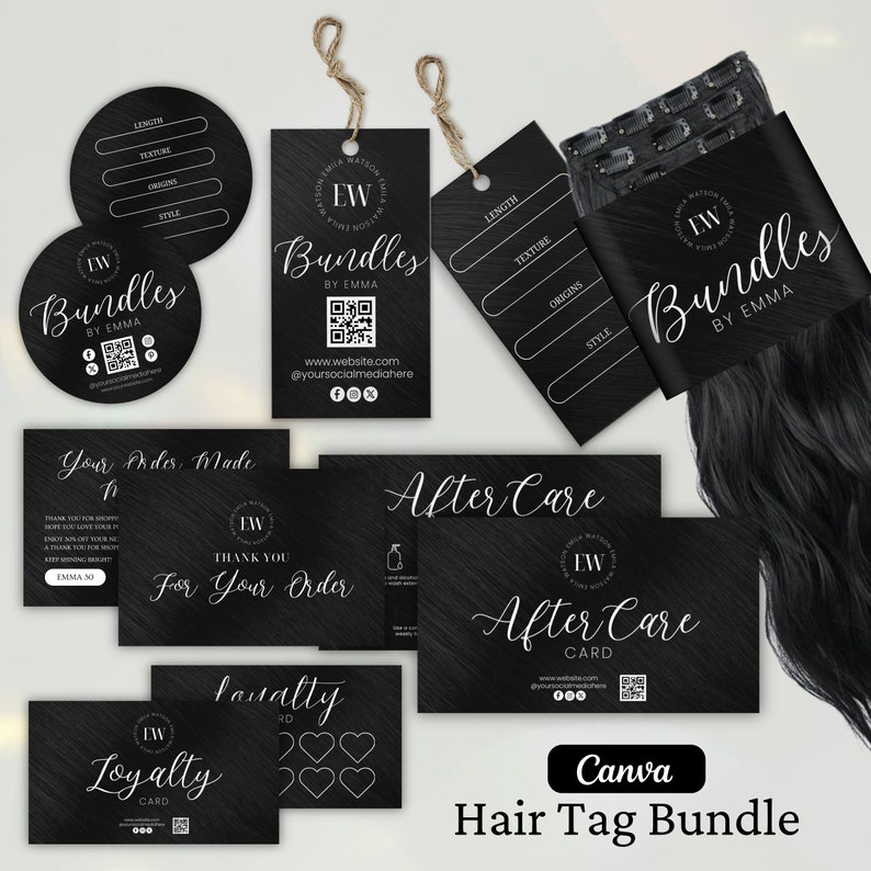 Editable Hair Tag Template Bundle, DIY Hair Bundle Tag Template, Hair ...