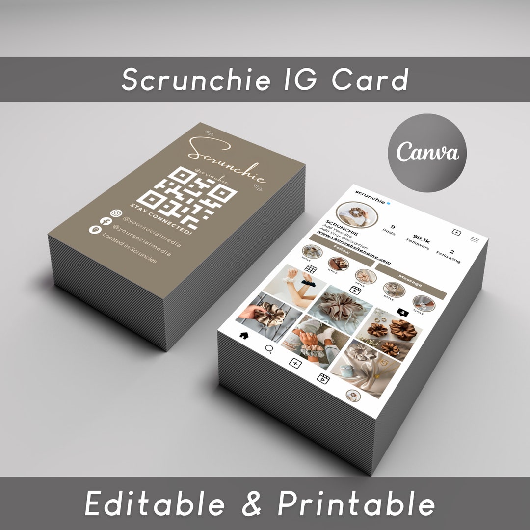 2024 Instagram Business Card, IG Business Card, Scrunchie IG Business ...