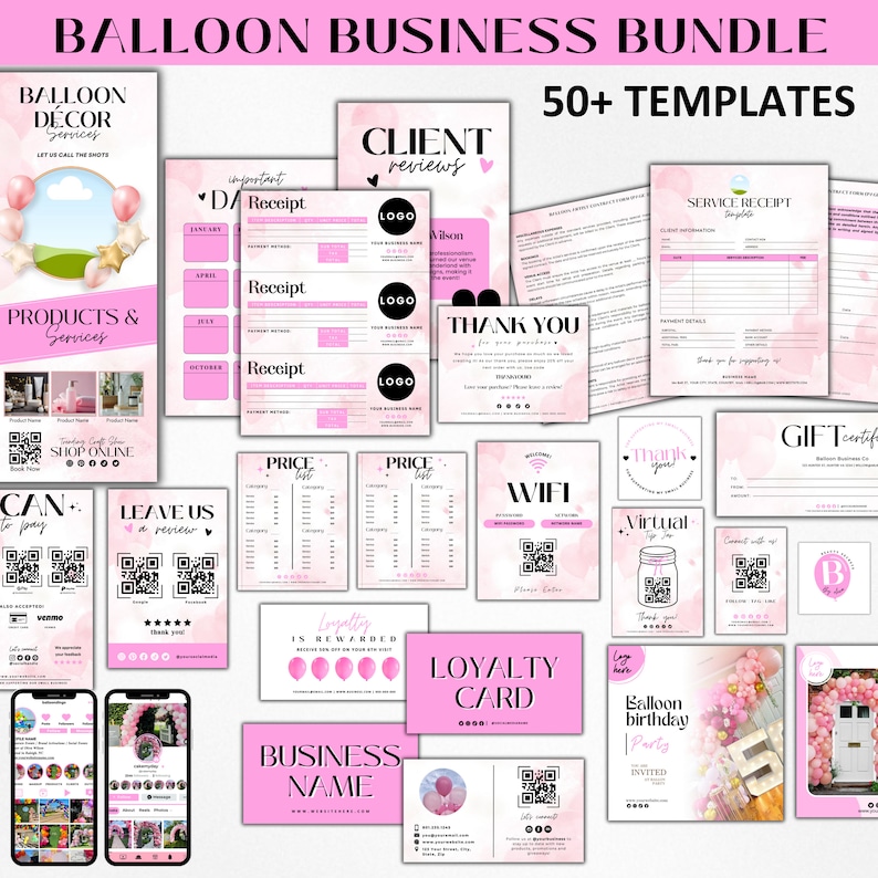 50+ Balloon Garland Artist Business Forms Bundle, Balloon Artist ...