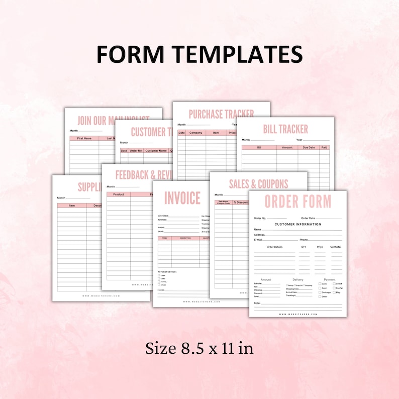 Small Business Custom Order Form Printable, Invoice Template Editable ...