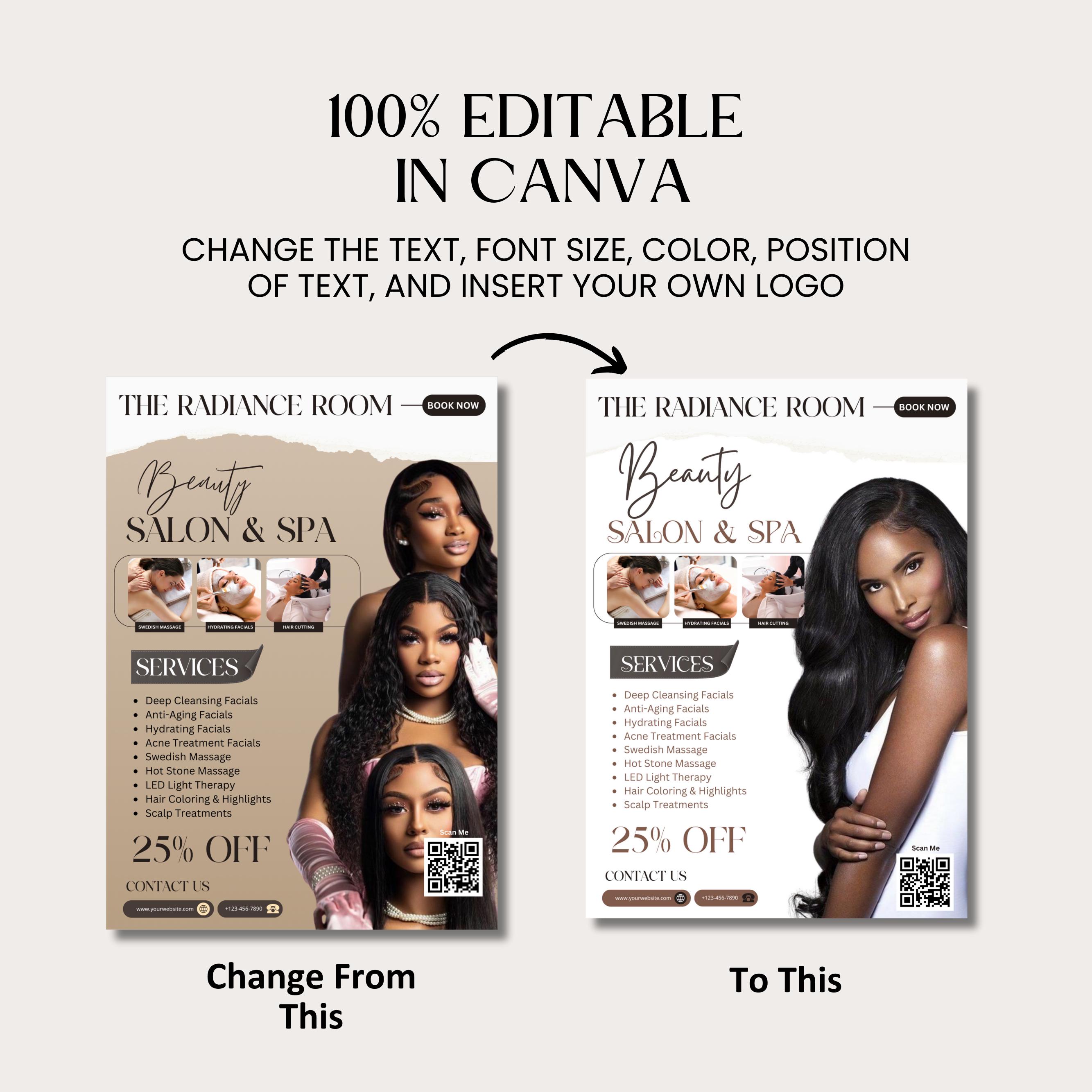 DIY Beauty Salon Flyer Canvatemplate,hair Salon Flyer Design,hair Nail ...