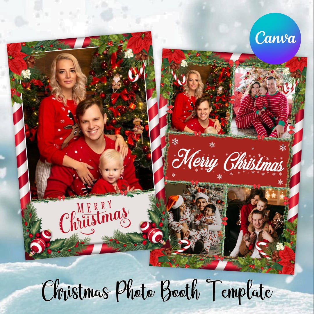 Christmas Photo Booth Template, Photobooth Xmas New Year Party Frame ...