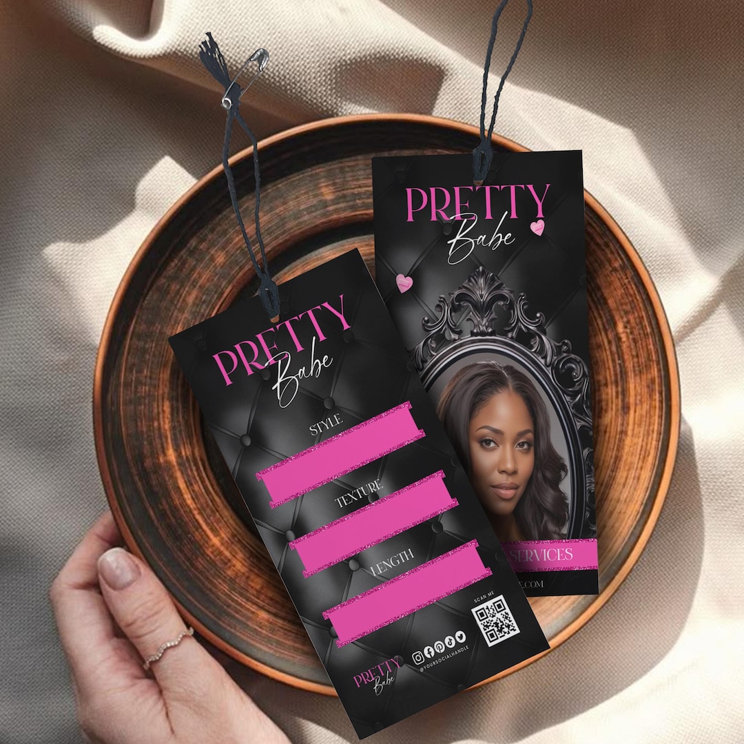 Hair Hang Tag Template, Editable Hair Tag, DIY Hair Hang Tag Design ...