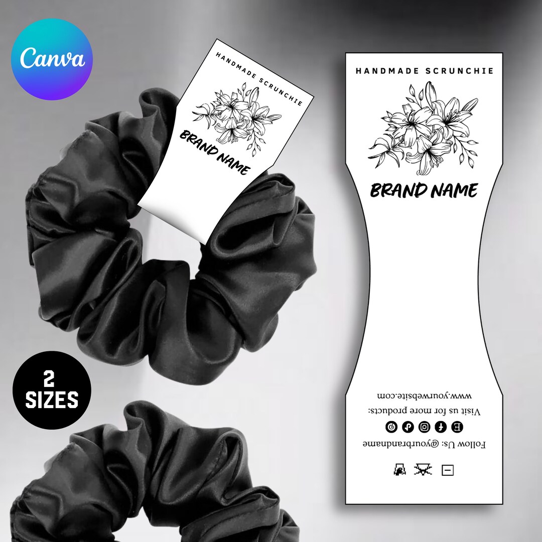 Printable Scrunchie Hang Tags, Editable Scrunchie Tag, Customizable Tag ...
