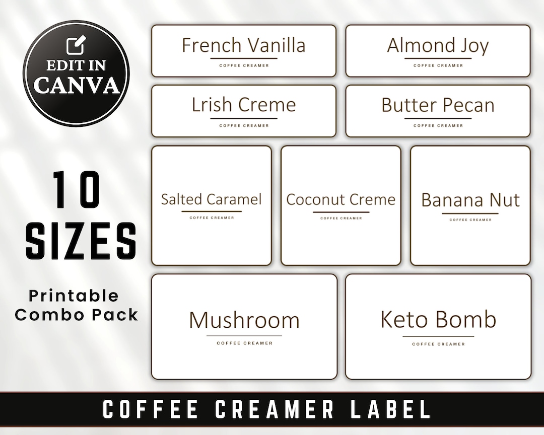 Editable and Printable Coffee Creamer Labels Coffee Bar - Etsy