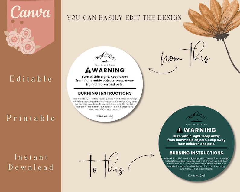 Candle Warning Label Template Printable Candle Warning - Etsy