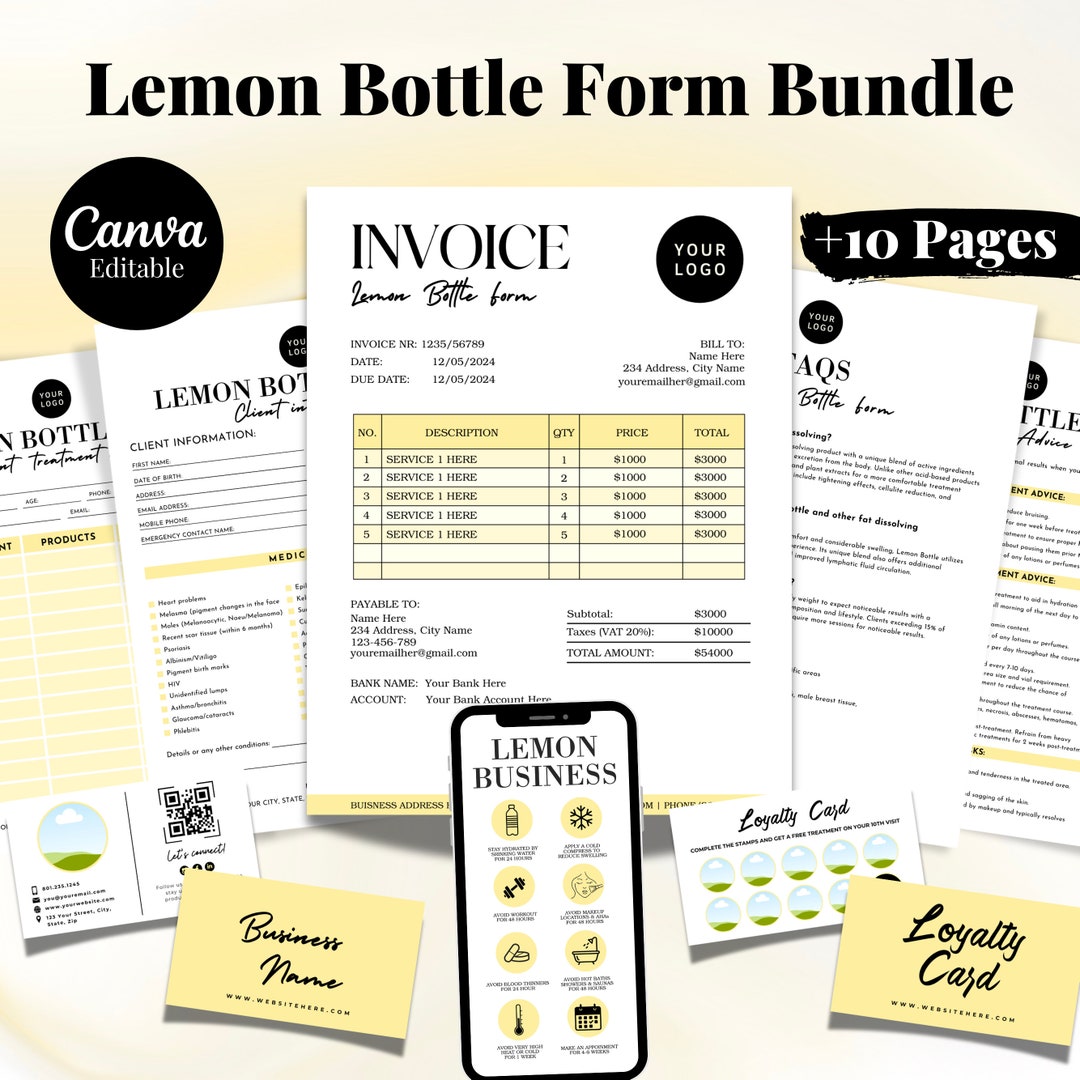 Editable Lemon Bottle Consent Form, Lemon Bottle Fat Dissolving ...