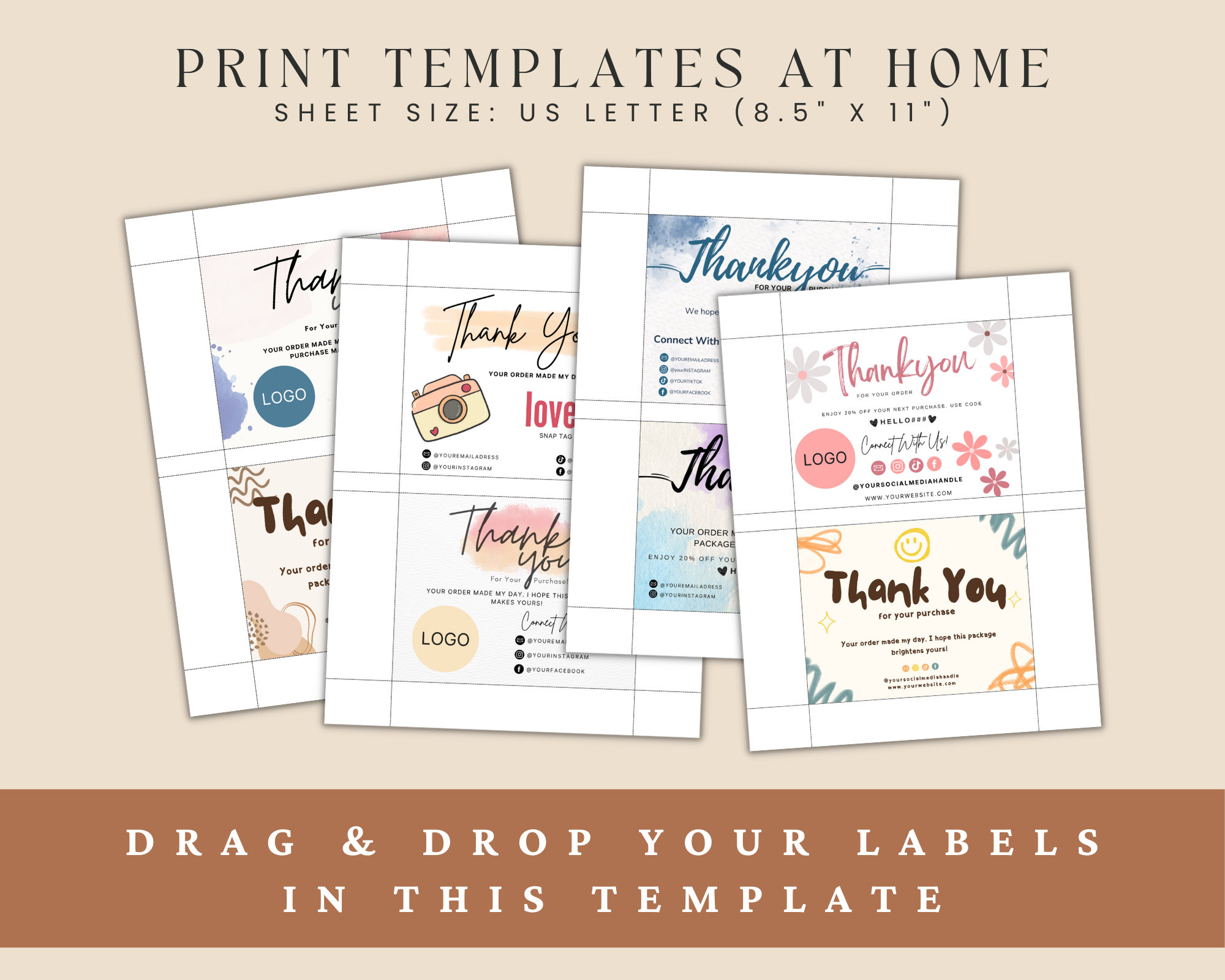Editable Thank You Card Bundle: Small Business Canva Template (digital ...