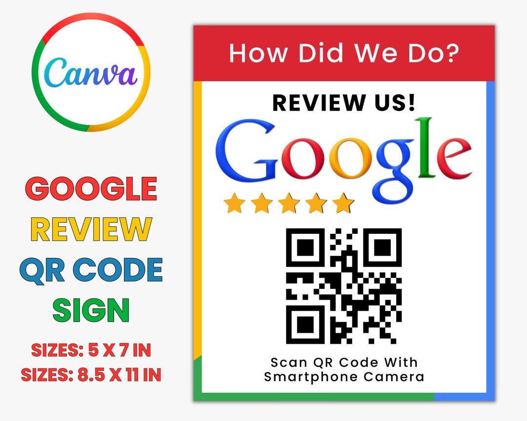 Customizable Google Review QR Code Sign Template (digital Download) - Etsy