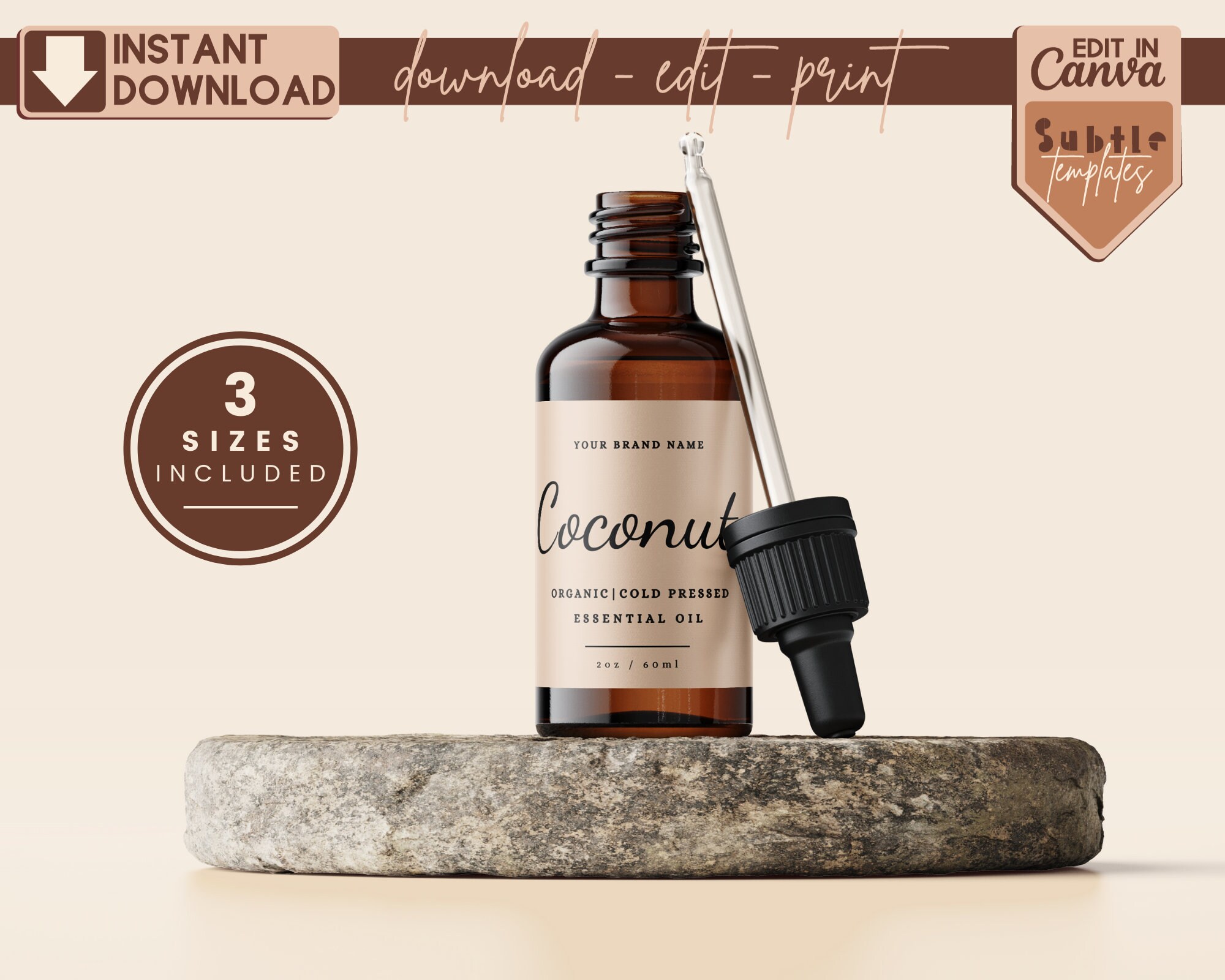 Dropper Bottle Label Template Editable Essential Oil Label | Etsy UK