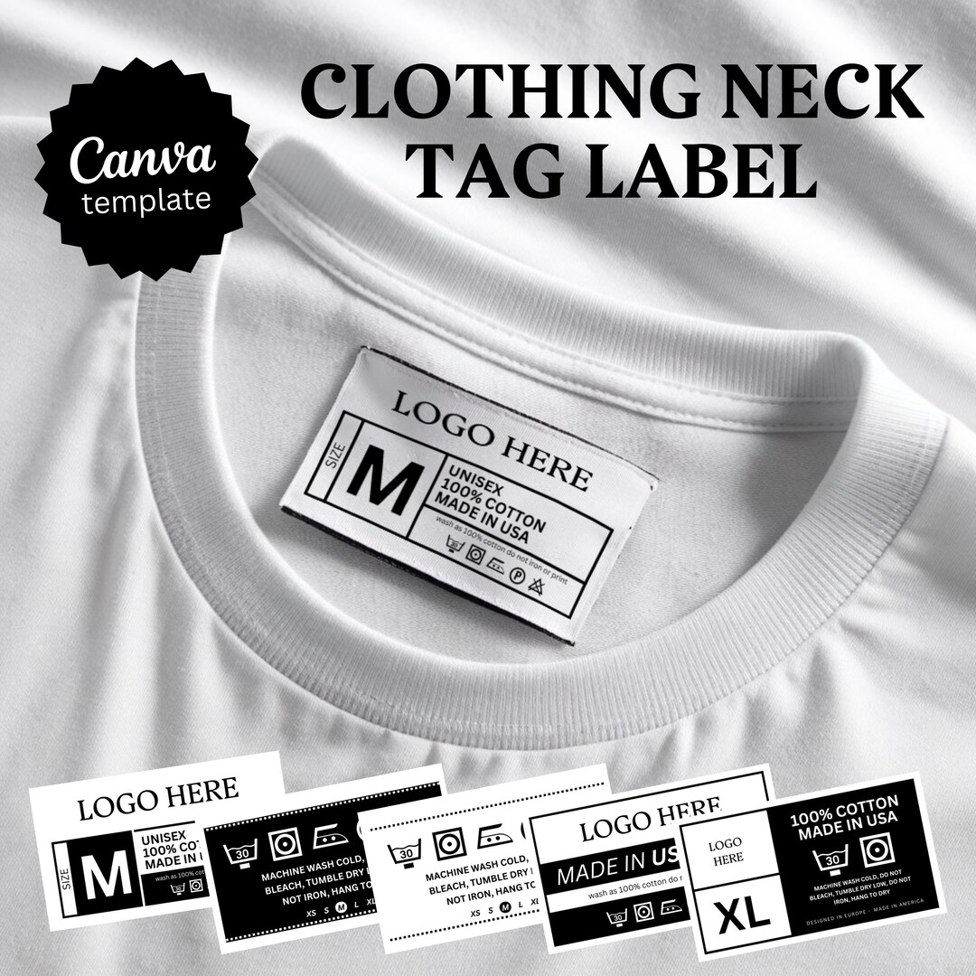 Editable Clothing Neck Tag Canva Template, Neck Labels for T-SHIRTS ...