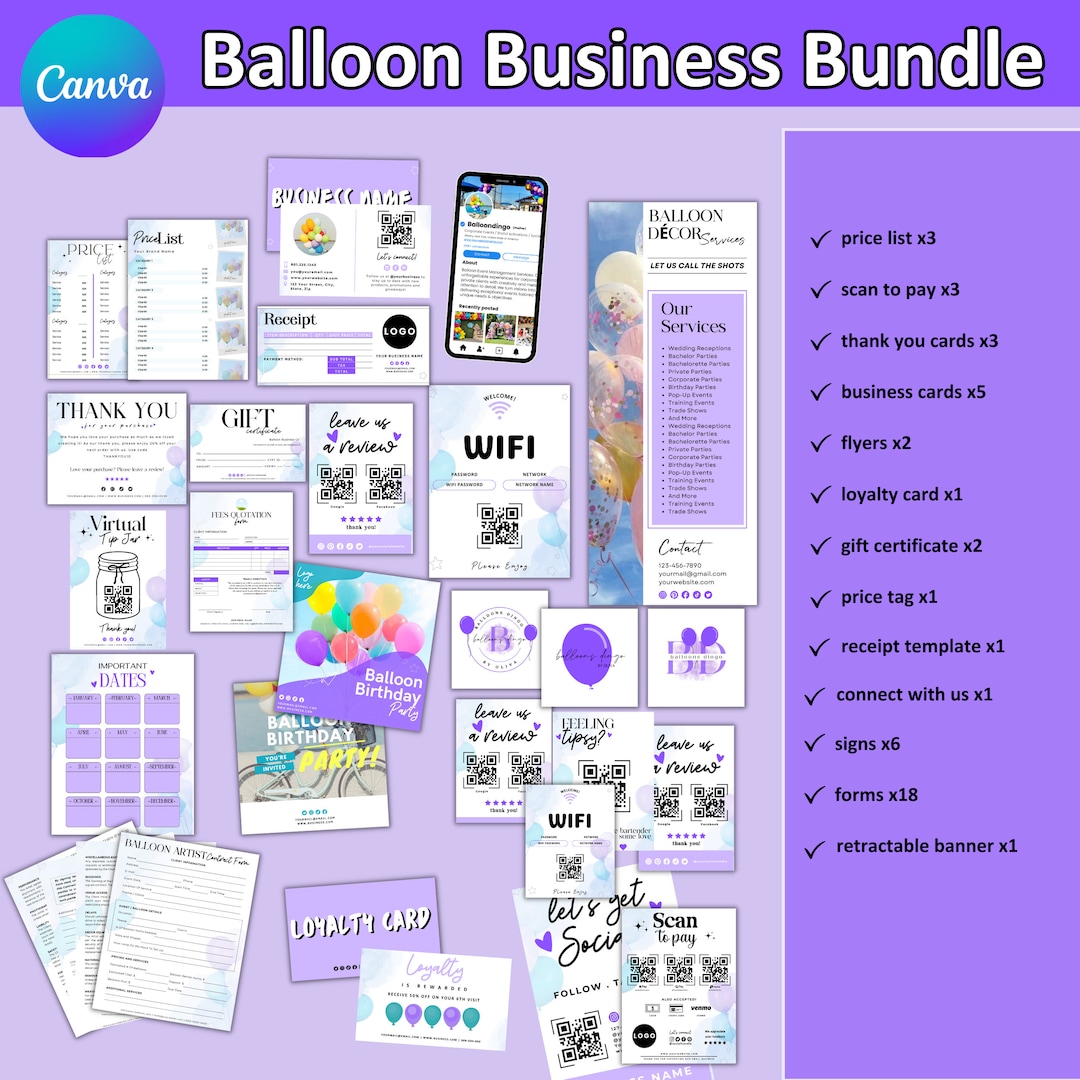 Balloon Business Bundle, Balloon Menu Contract Artist, Balloon Garland ...