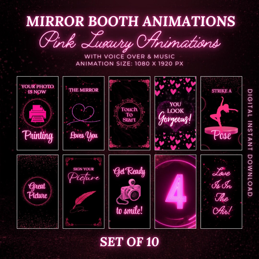 Mirror Booth Animations, Pink & Black Animations, Touch to Start ...