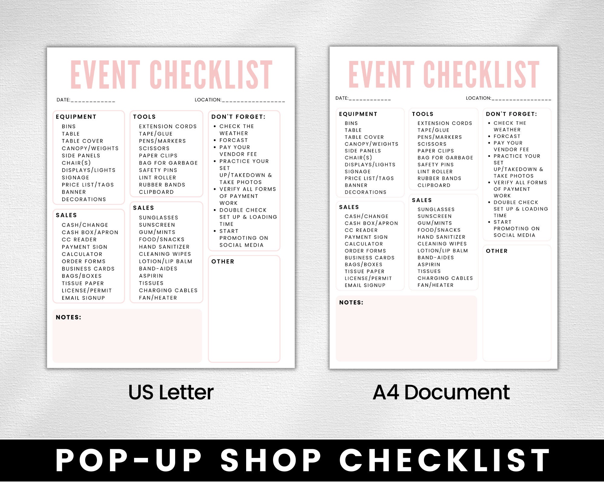 Pop up Shop Checklist: Vendor Event Planner (digital Download) - Etsy
