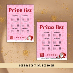 Holiday Price List Template, Christmas Price List Template, Craft Show ...