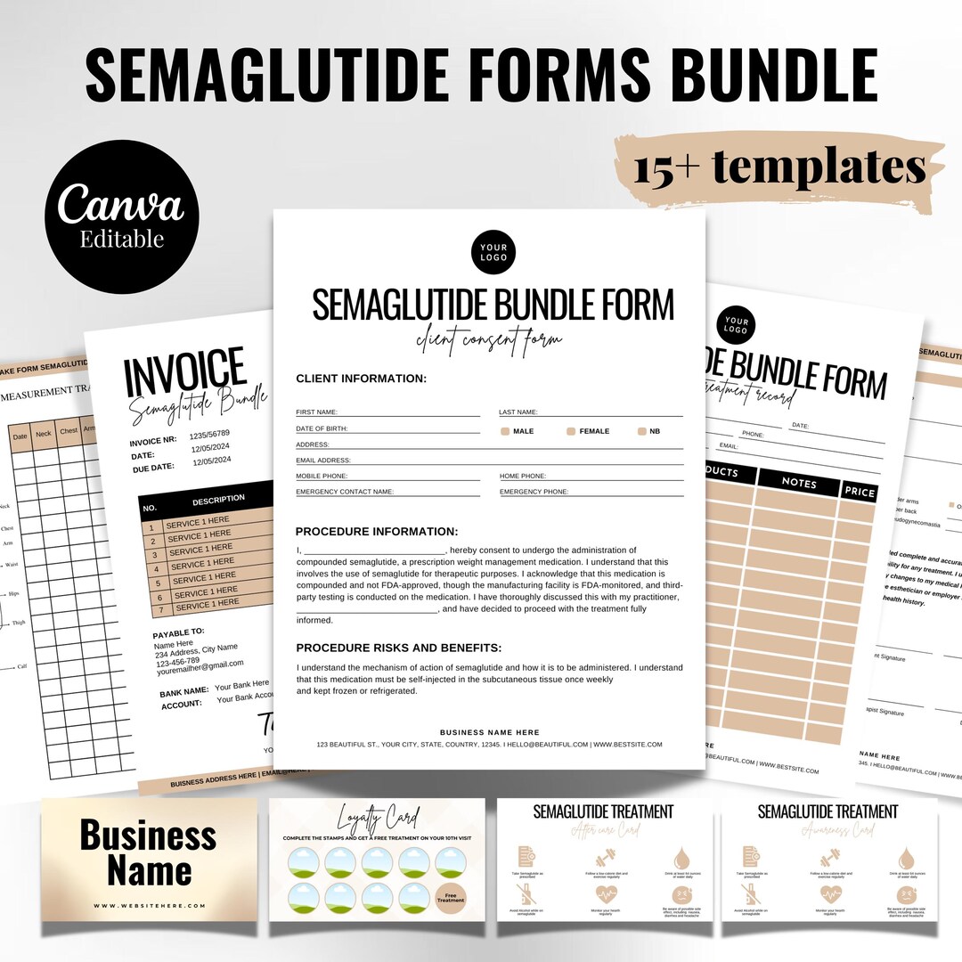 Editable Semaglutide Forms Bundle, Weight Loss Business Templates ...