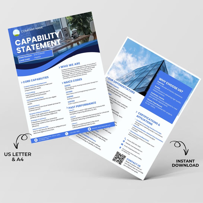 Business Capability Statement, Corporate Flyer, Editable Capability ...