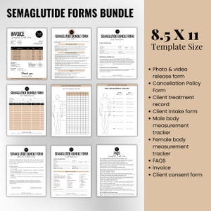 Editable Semaglutide Forms Bundle, Weight Loss Business Templates ...