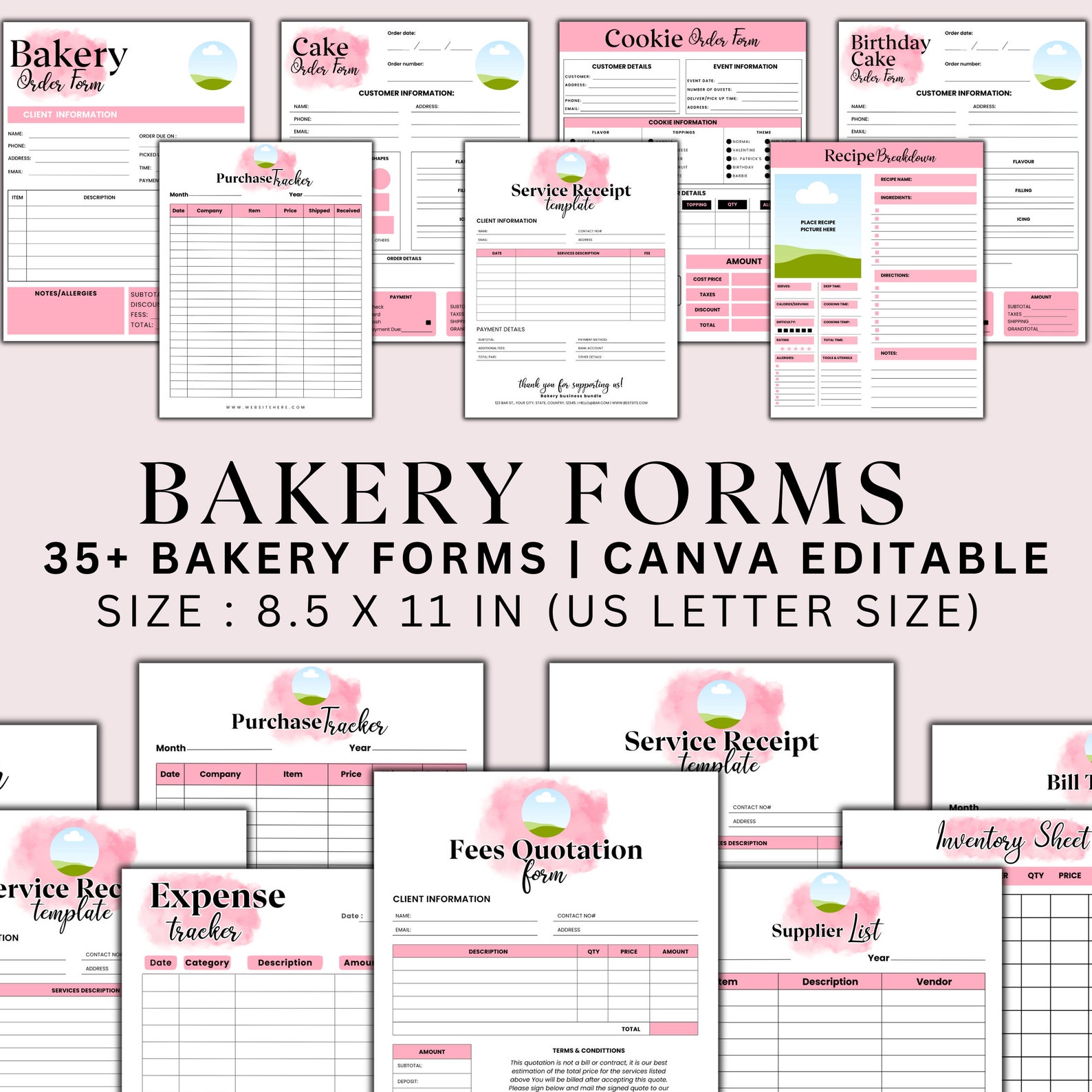 Printable Bakery Order Form, Cake Order Form, Cookie Order Form,bakery ...