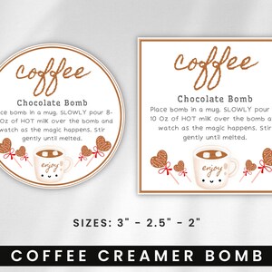 Editable Coffee and Creamer Bomb Tag, Coffee Creamer Label, Hot Cocoa ...