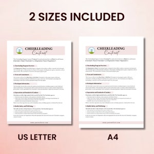 Cheerleading Contract Template, Editable Cheerleading Contract, Athlete Contract, Cheerleader ...