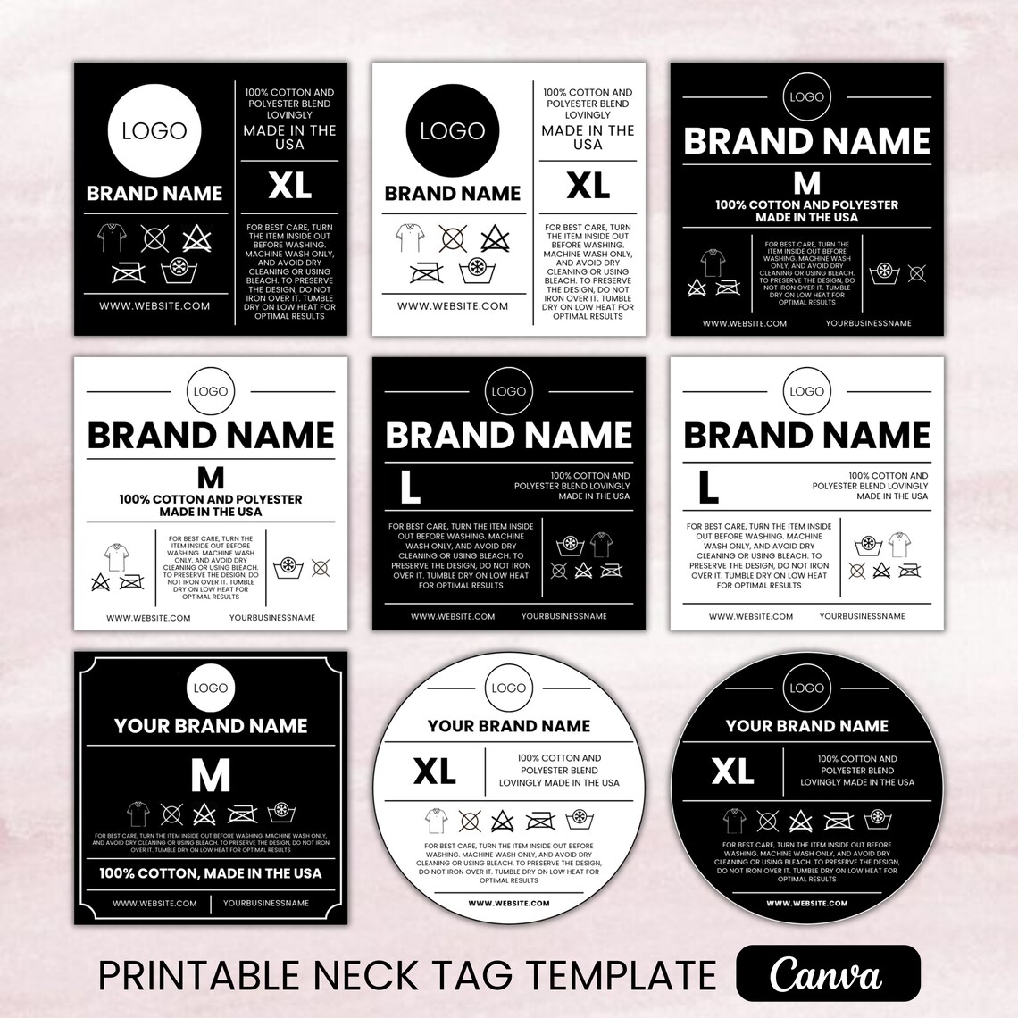 Editable Clothing Neck Tag Template: Custom Garment Labels (canva) - Etsy