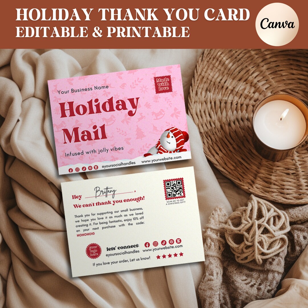 Printable Corporate Business Christmas Card Template, Editable Custom ...