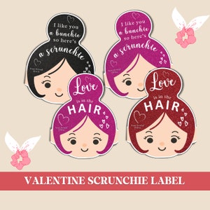 Valentine Scrunchie Tag Template, Scrunchie Valentines Tags Canva ...