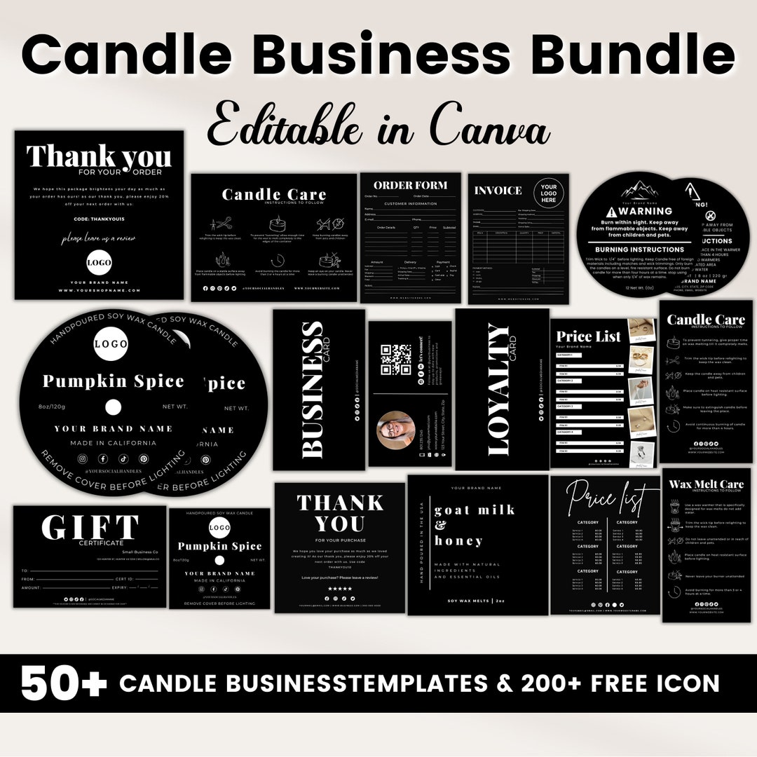 Candle Business Bundle, Candle Care Card, Candle Labels, Scan to Pay ...
