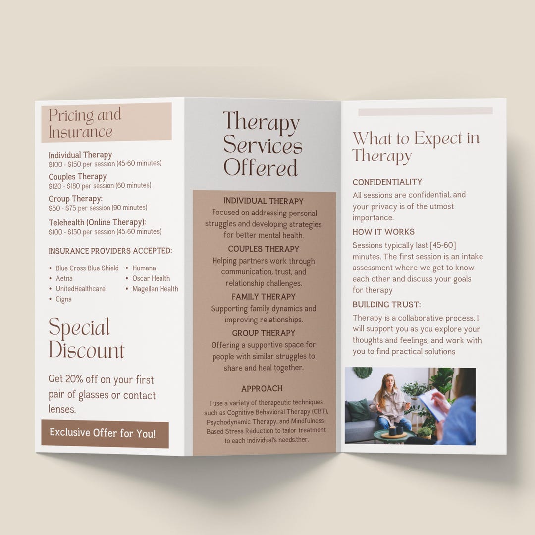 Editable Therapist Business Brochure Template, Therapist Marketing ...
