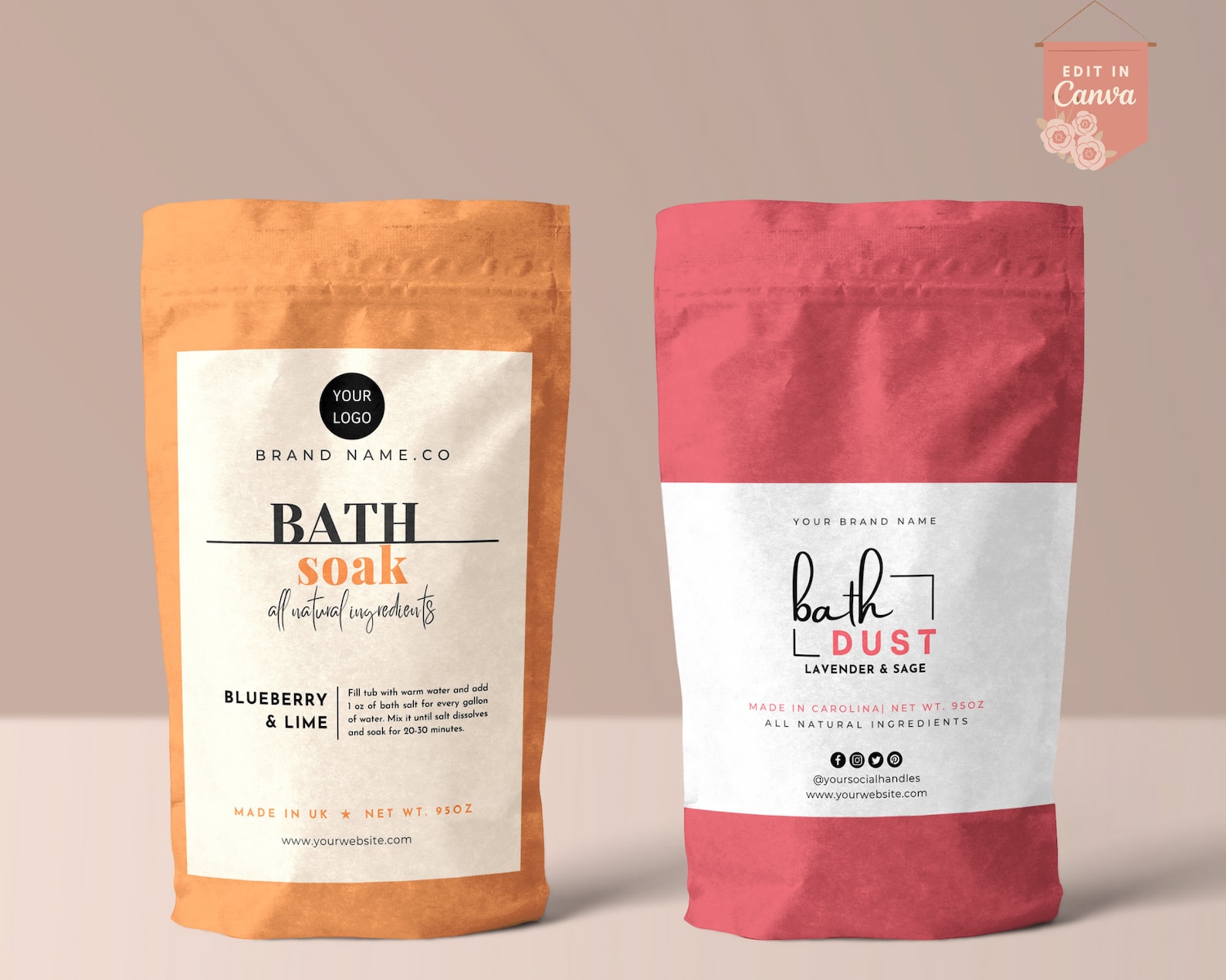 Editable Pouch Label Template Modern Tea Pouch Label Minimal - Etsy