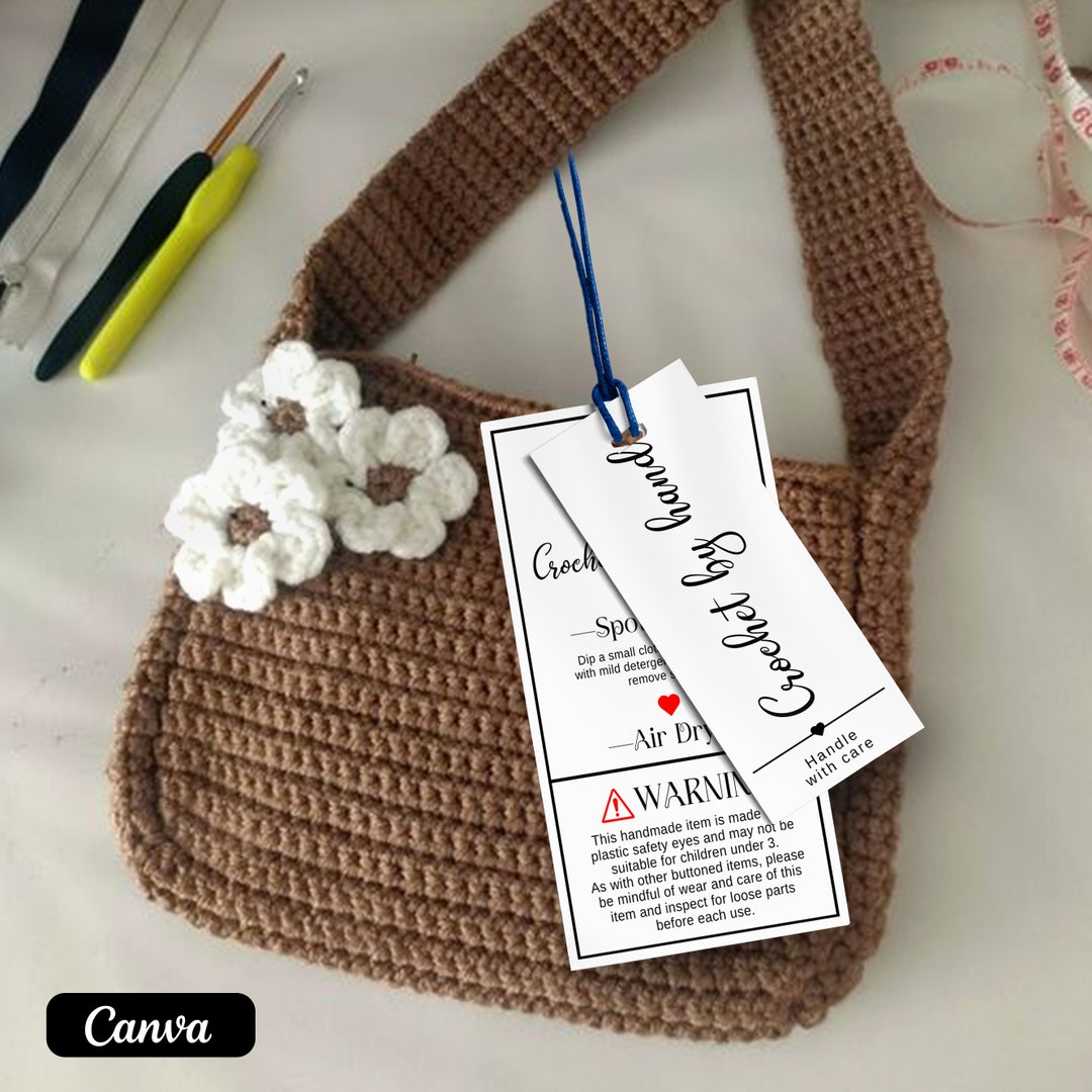 Printable Crochet Care Card Canva Template, Washing Instructions Care ...