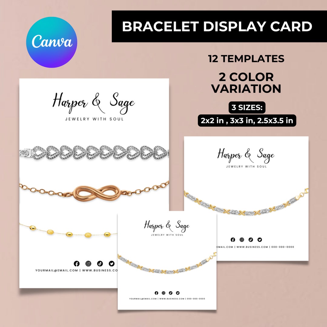 Bracelet Display Card, Bracelet Card for Display Jewelry, Jewelry ...