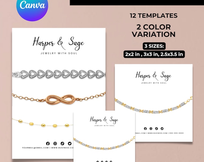 Unique ,printable Bracelet Card ,custom Jewelry Display, Editable ...