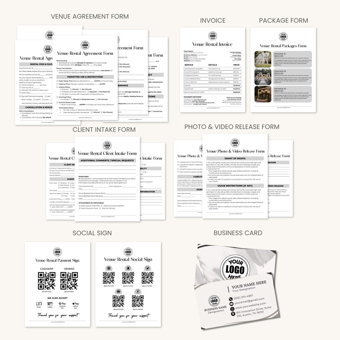 Event Venue Rental Service Contract, Venue Rental Forms Bundle, Wedding ...